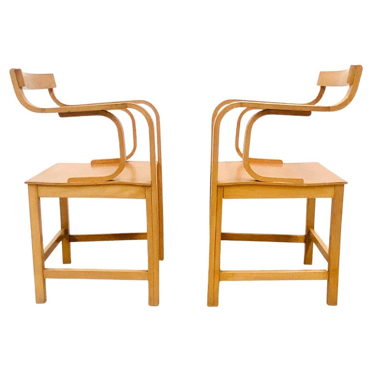 Vintage Dutch Plywood Beech Armchairs by Enraf Nonius Delft, 1970s For ...