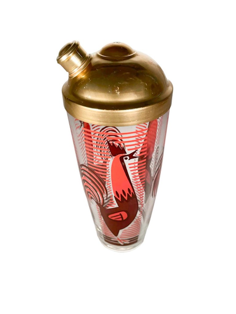 Vintage Dyball Rooster Cocktail Shaker in Brown and Orange Enamel For ...