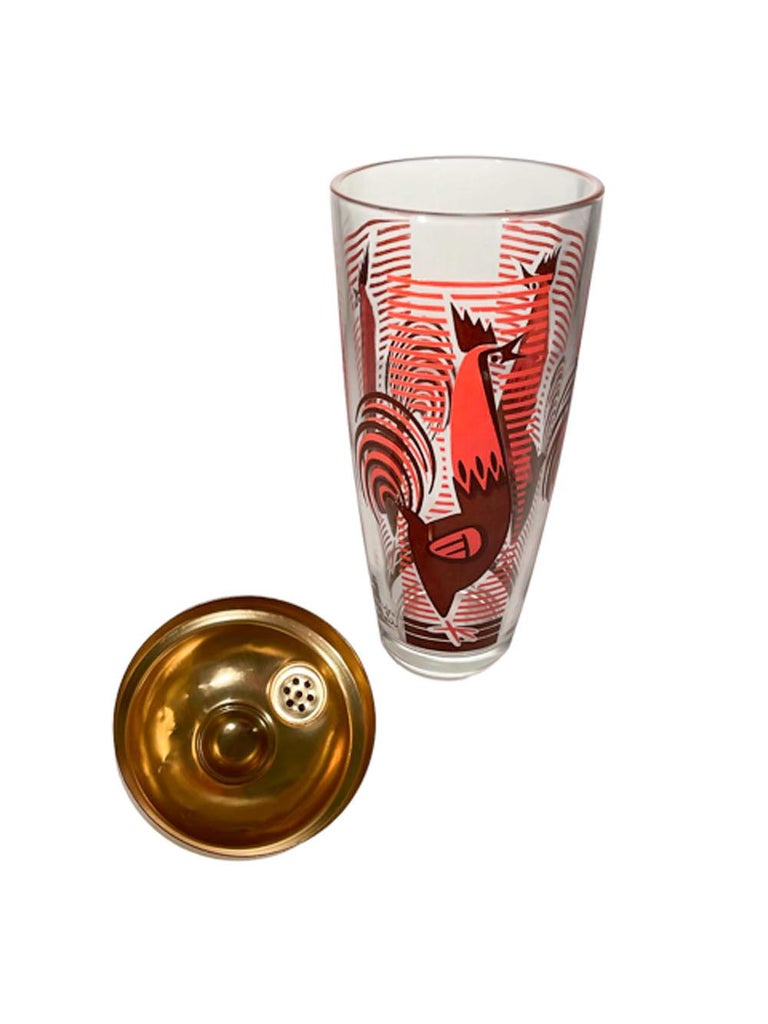 Vintage Dyball Rooster Cocktail Shaker in Brown and Orange Enamel For ...