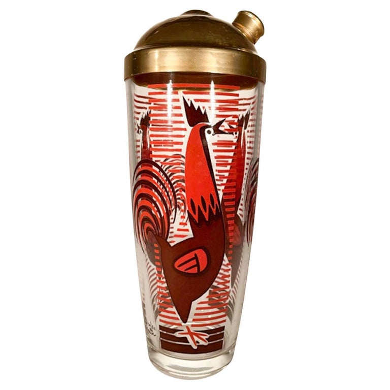 Vintage Dyball Rooster Cocktail Shaker in Brown and Orange Enamel For ...