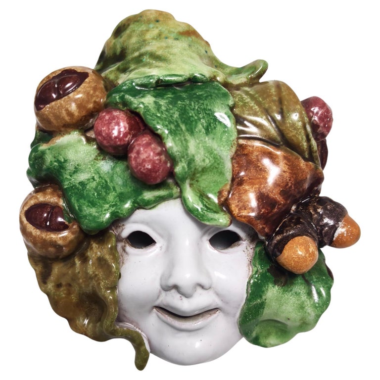 Vintage Earthware Commedia Mask Ascribable to Eugenio Pattarino ...