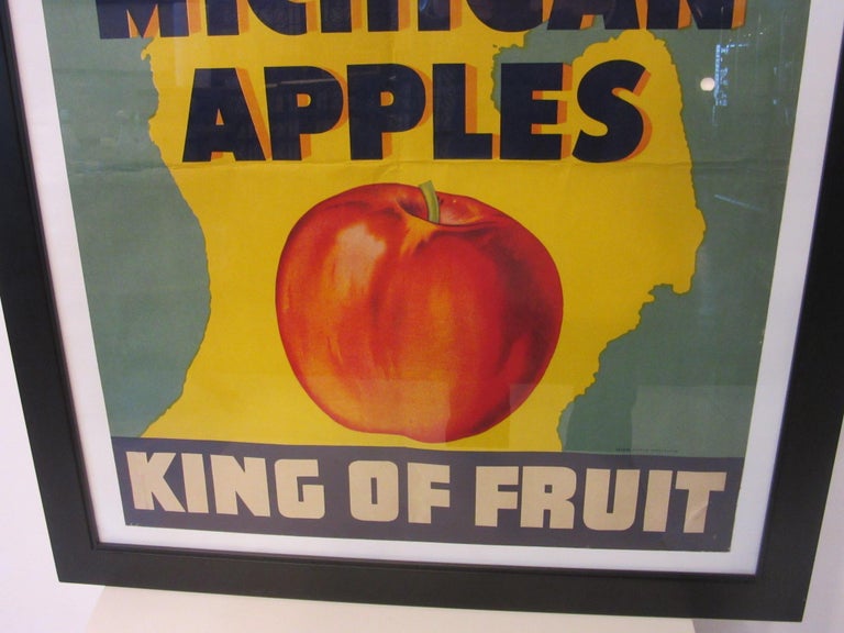 Vintage Eat Michigan Apples Fruit Poster at 1stDibs