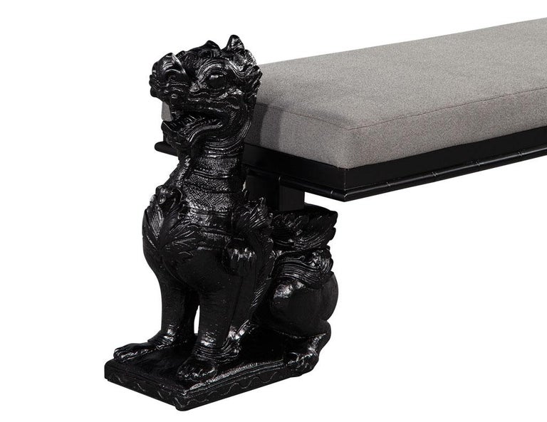 Vintage Ebonized Asian Dragon Head Hall Bench at 1stDibs
