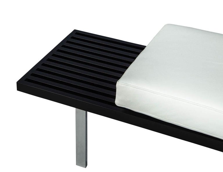 Vintage Ebonized George Nelson Style Bench with Leather Seat For Sale ...