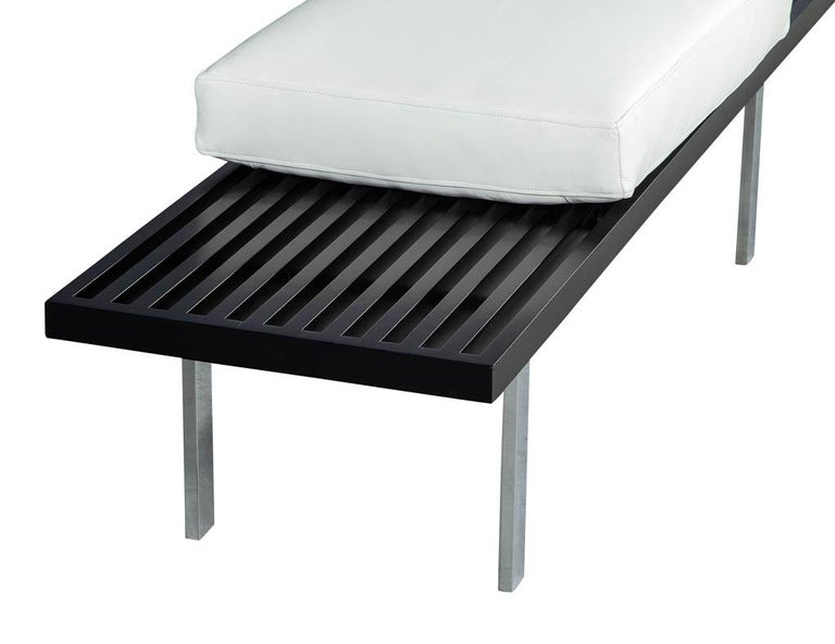 Vintage Ebonized George Nelson Style Bench with Leather Seat For Sale ...