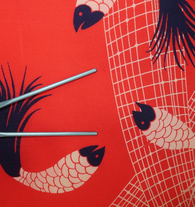 Vintage Echo Red White Blue 'The Catch' Fish Silk Scarf at 1stDibs