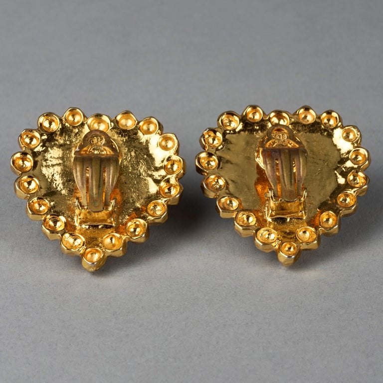 Vintage EDOUARD RAMBAUD Black Heart Earrings For Sale at 1stDibs