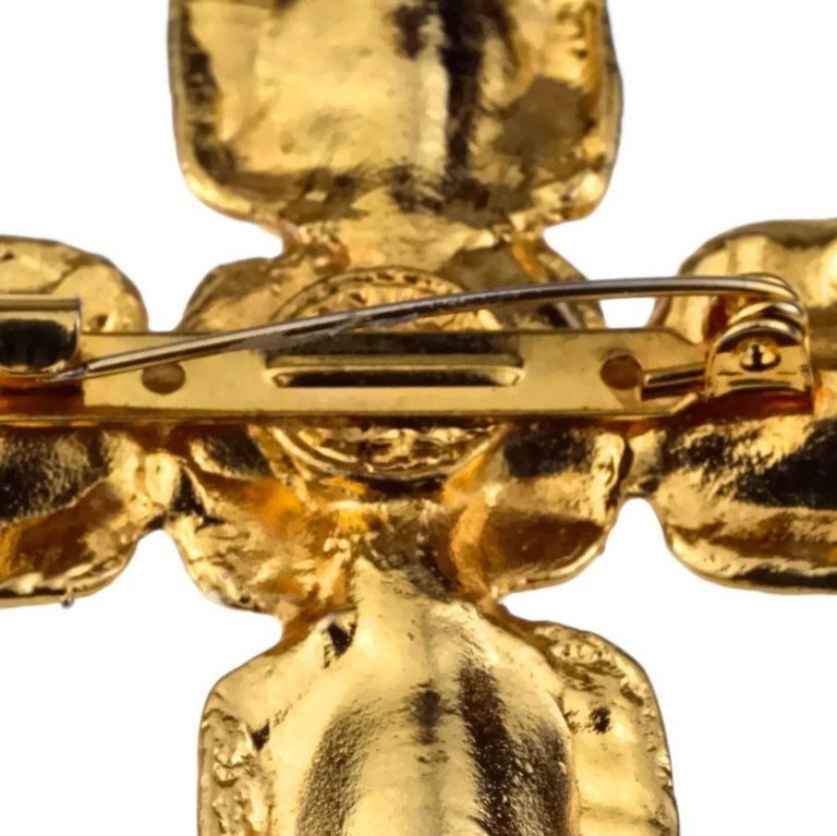 Vintage EDOUARD RAMBAUD Cubist Glass Rhinestone Jewelled Cross Brooch ...