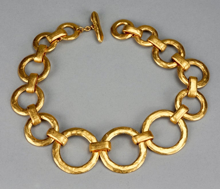 Vintage EDOUARD RAMBAUD Gilt Circular Link Necklace For Sale at 1stDibs