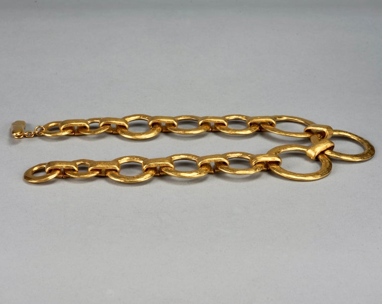 Vintage EDOUARD RAMBAUD Gilt Circular Link Necklace For Sale at 1stDibs