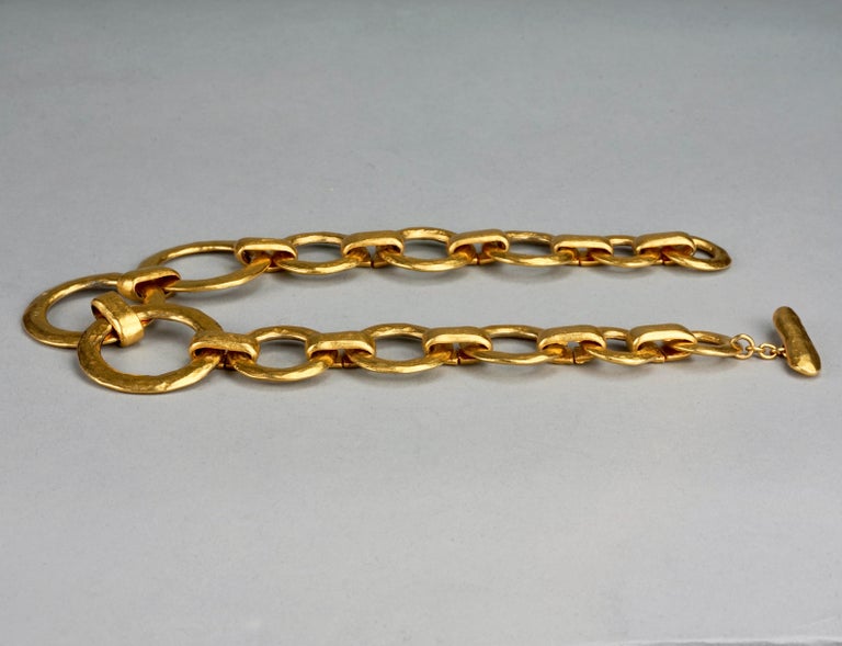 Vintage EDOUARD RAMBAUD Gilt Circular Link Necklace For Sale at 1stDibs