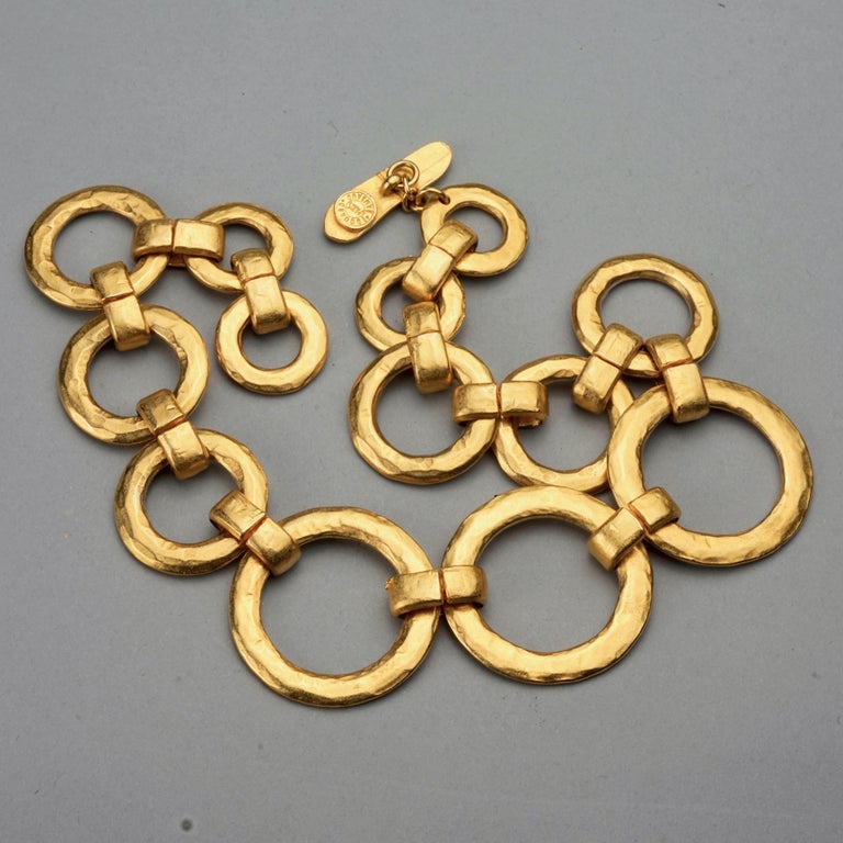 Vintage EDOUARD RAMBAUD Gilt Circular Link Necklace For Sale at 1stDibs