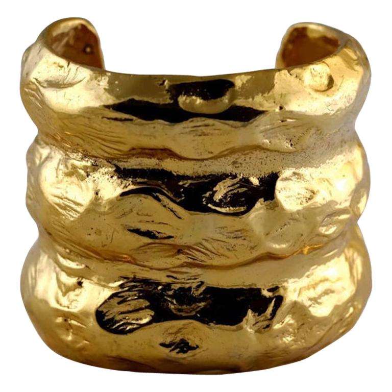 Vintage EDOUARD RAMBAUD Hammered Barrel Cuff Bracelet at 1stDibs