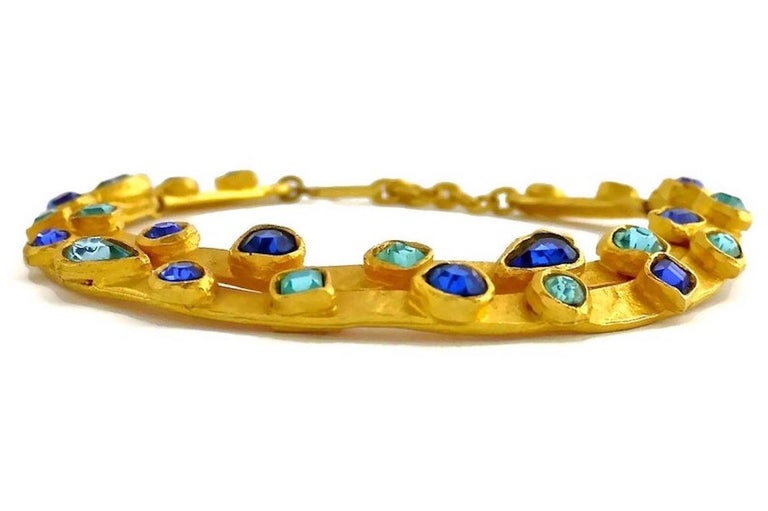 Vintage EDOUARD RAMBAUD Sapphire and Capri Blue Rhinestone Rigid Choker ...