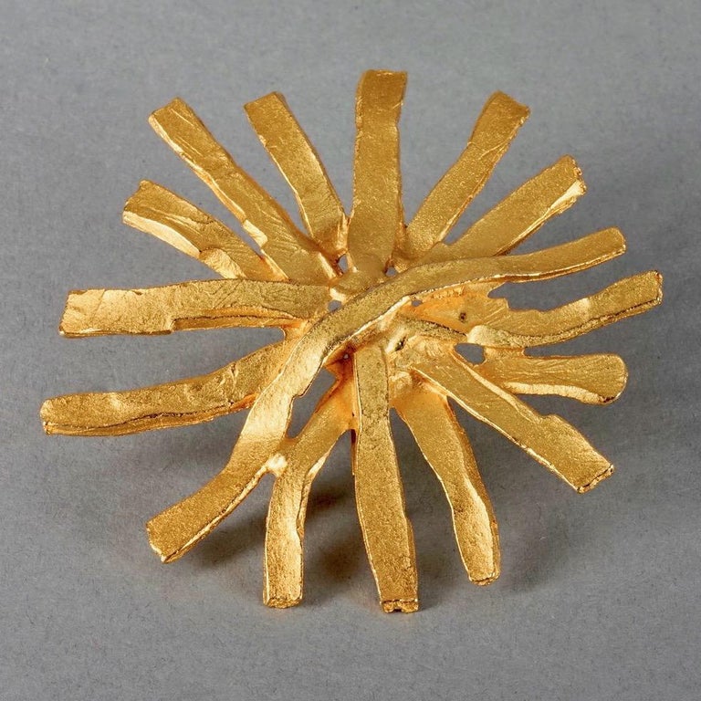 Vintage EDOUARD RAMBAUD Sunburst Textured Brooch For Sale at 1stDibs