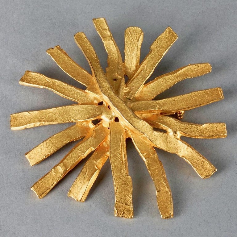 Vintage EDOUARD RAMBAUD Sunburst Textured Brooch For Sale at 1stDibs