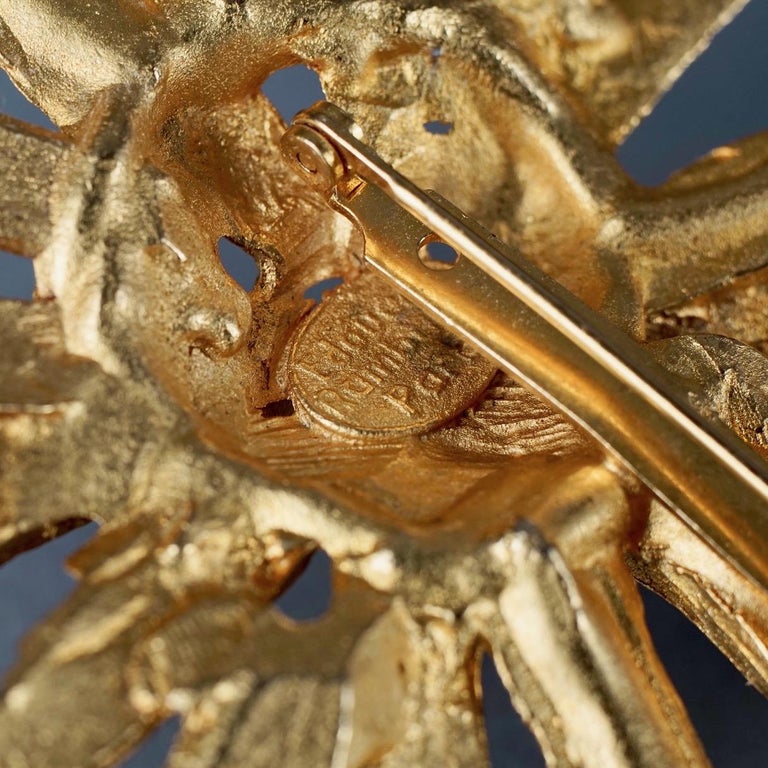 Vintage EDOUARD RAMBAUD Sunburst Textured Brooch For Sale at 1stDibs