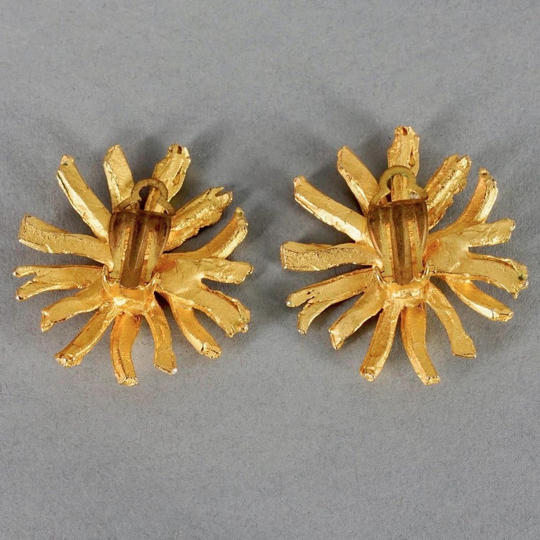 Vintage EDOUARD RAMBAUD Sunburst Textured Earrings For Sale at 1stDibs