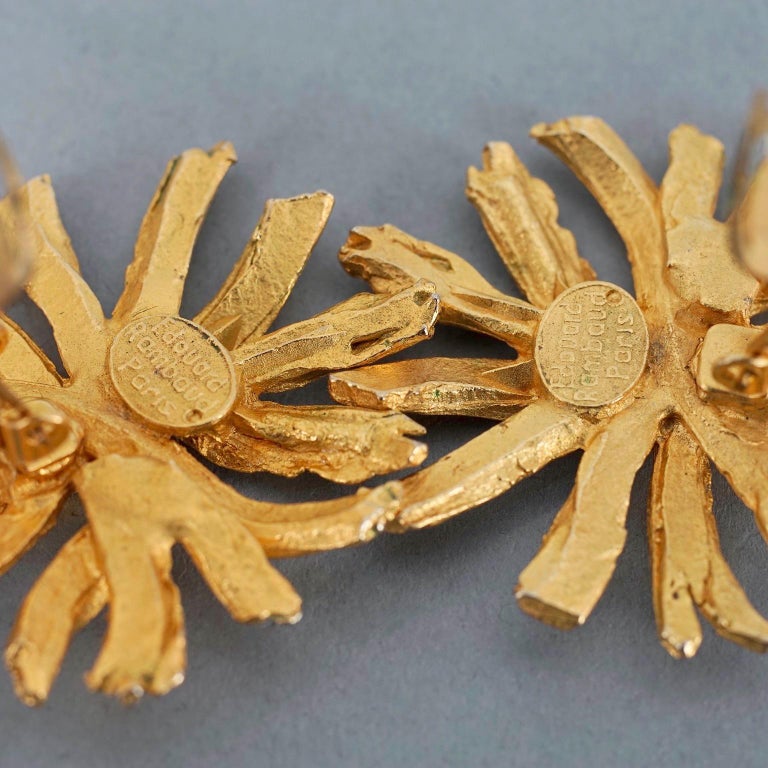 Vintage EDOUARD RAMBAUD Sunburst Textured Earrings For Sale at 1stDibs