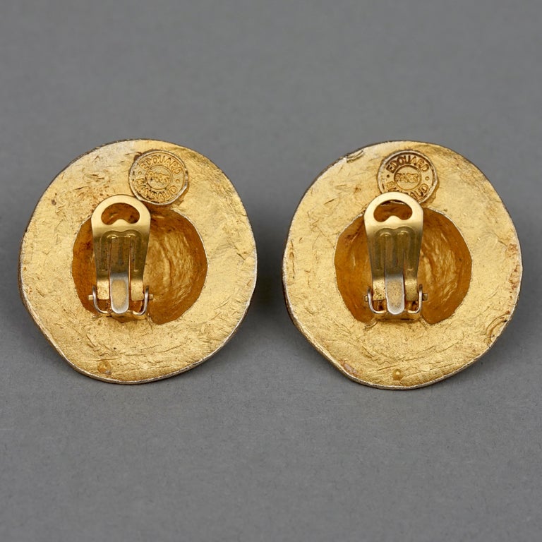 Vintage EDOUARD RAMBAUD Textured Disc Earrings For Sale at 1stDibs