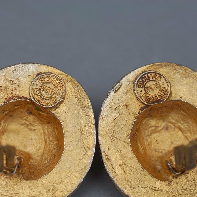 Vintage EDOUARD RAMBAUD Textured Disc Earrings For Sale at 1stDibs