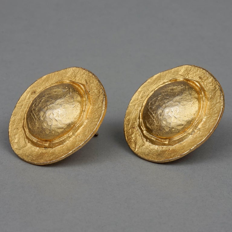 Vintage EDOUARD RAMBAUD Textured Disc Earrings For Sale at 1stDibs