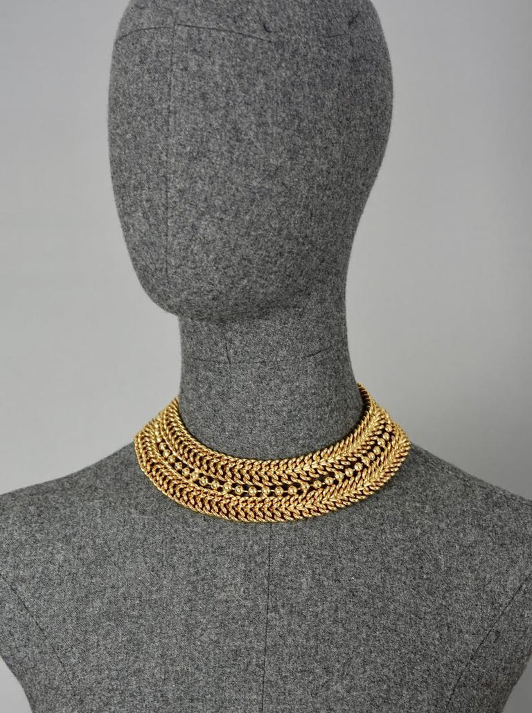 Vintage EDOUARD RAMBAUD Wide Chain Choker Necklace at 1stDibs