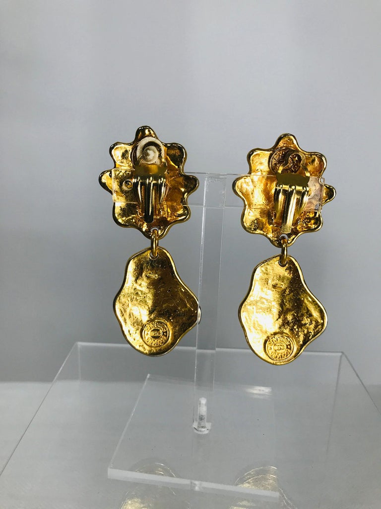 Vintage Eduardo Rambaud Paris Goldtone Enamel Drop Earrings 1990s For ...