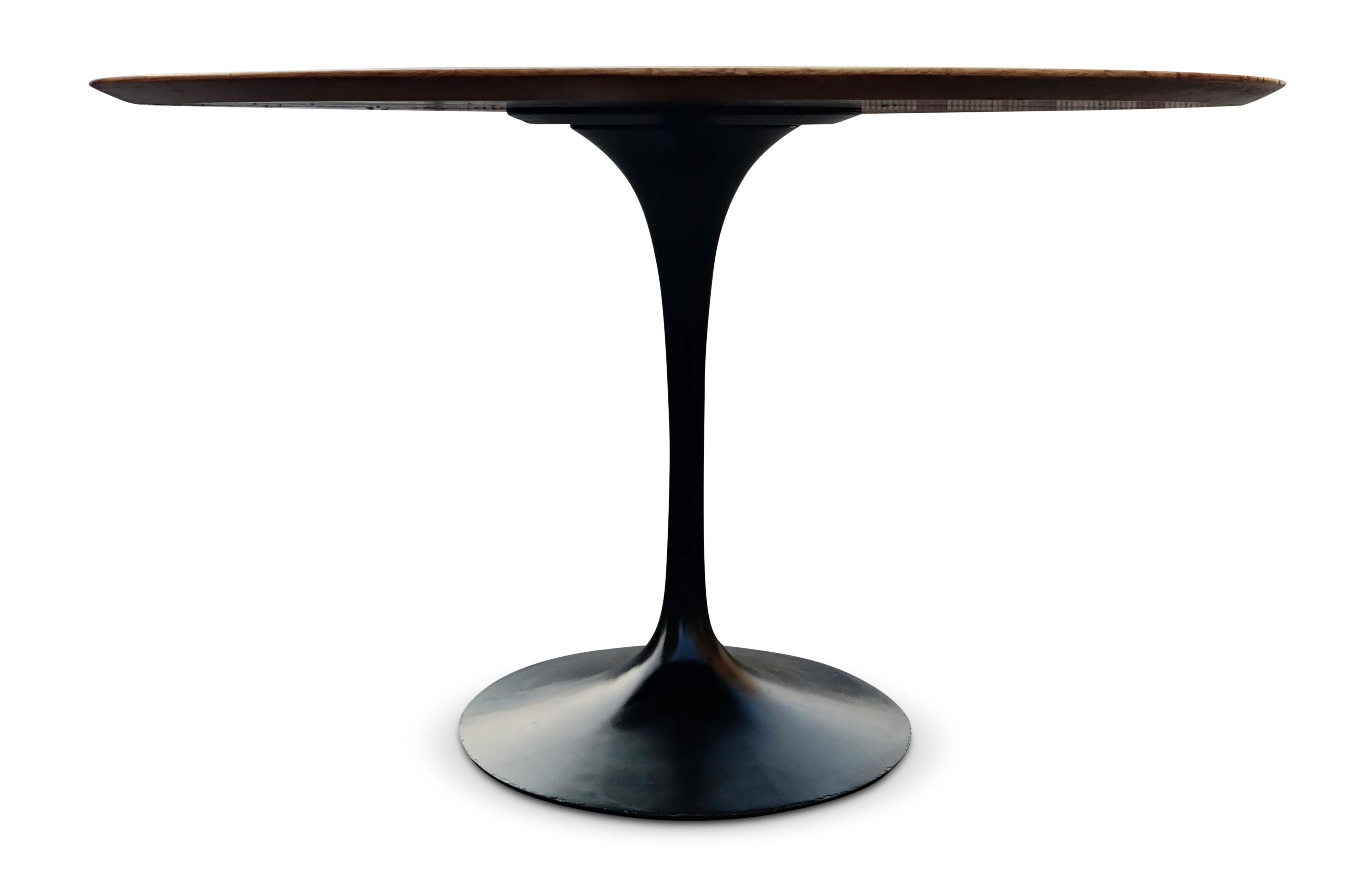 Restored Eero Saarinen Knoll Round Tulip Dining Table Teak Top Iron ...