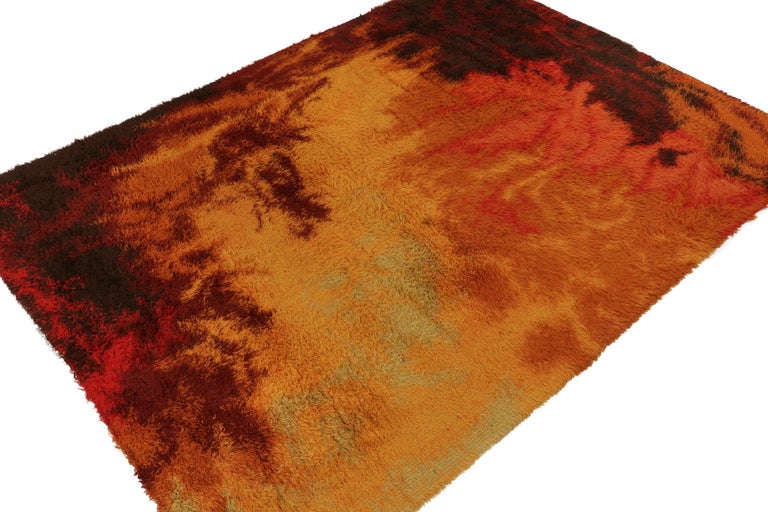 Vintage Ege Rya Scandinavian rug in a Fiery Abstract Pattern by Rug and ...