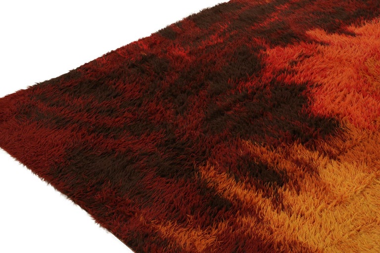 Vintage Ege Rya Scandinavian rug in a Fiery Abstract Pattern by Rug and ...