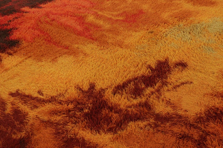Vintage Ege Rya Scandinavian rug in a Fiery Abstract Pattern by Rug and ...