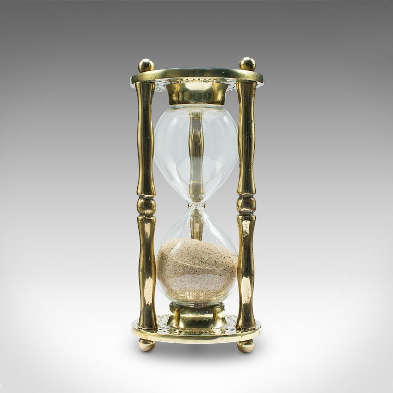 Vintage Egg Timer, English, Brass, Glass, 3 Minute Sand Countdown, Mid ...