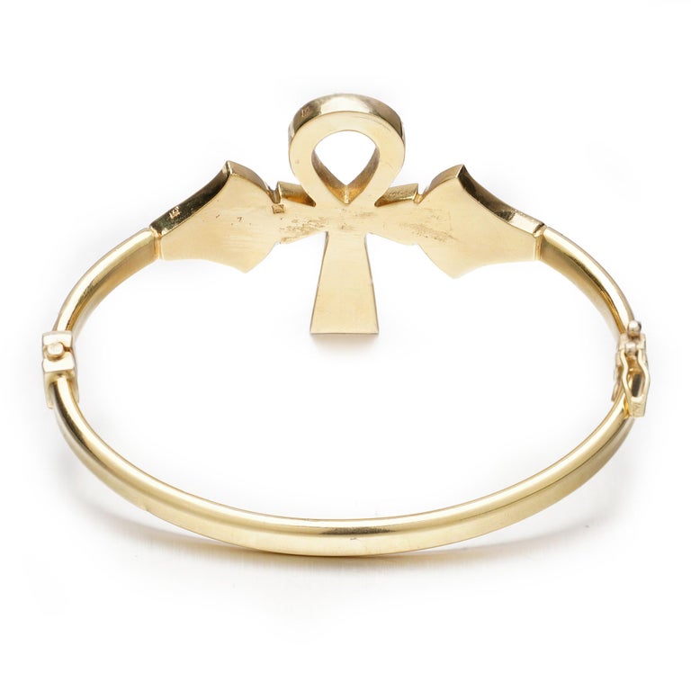 Vintage Egyptian 18kt.Yellow Gold and Enamel Ankh Bracelet For Sale at ...