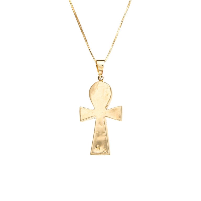 Vintage Egyptian Ankh Pendant Lapis Lazuli Turquoise Coral 14k Gold ...