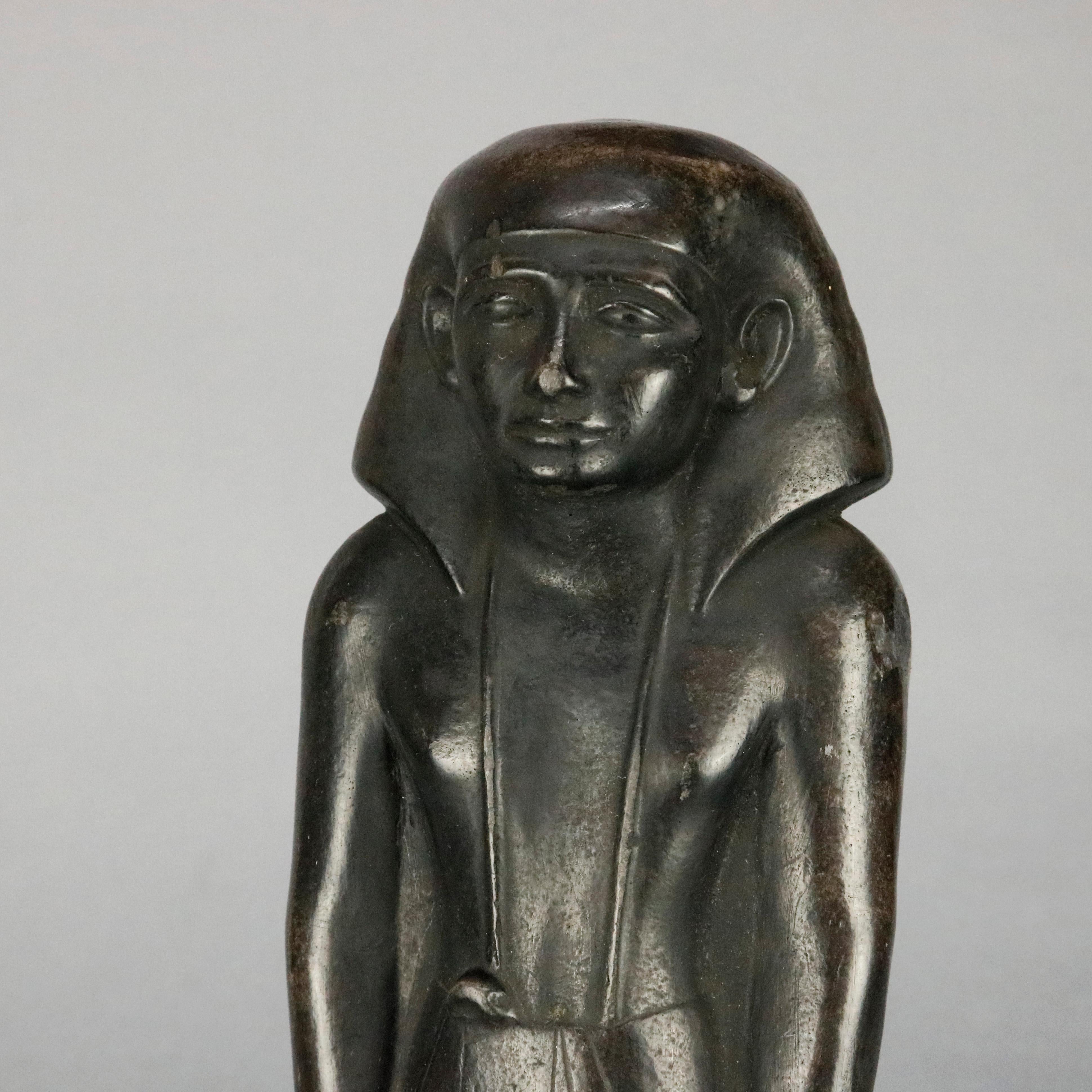 Vintage Egyptian Revival Bronzed Metal Figural Sculpture of a Pharaoh ...