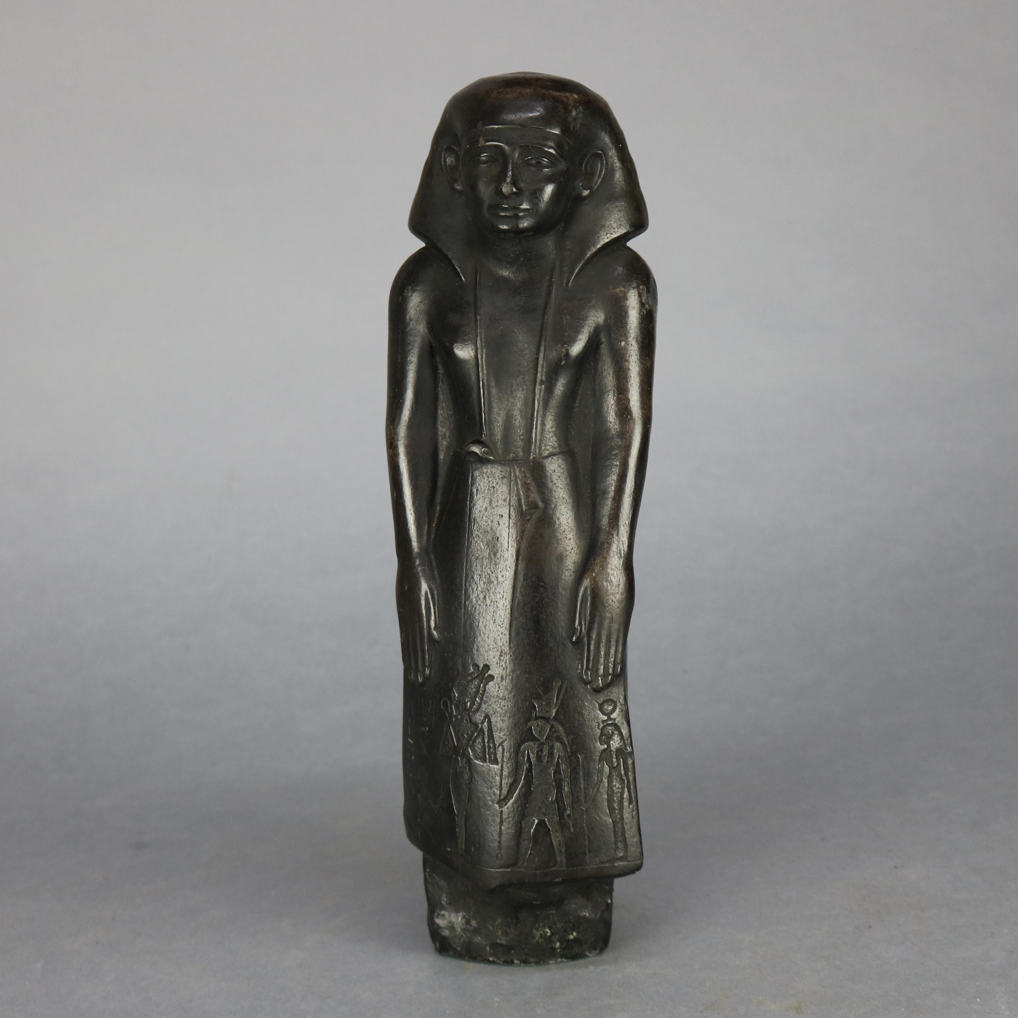 Vintage Egyptian Revival Bronzed Metal Figural Sculpture of a Pharaoh ...