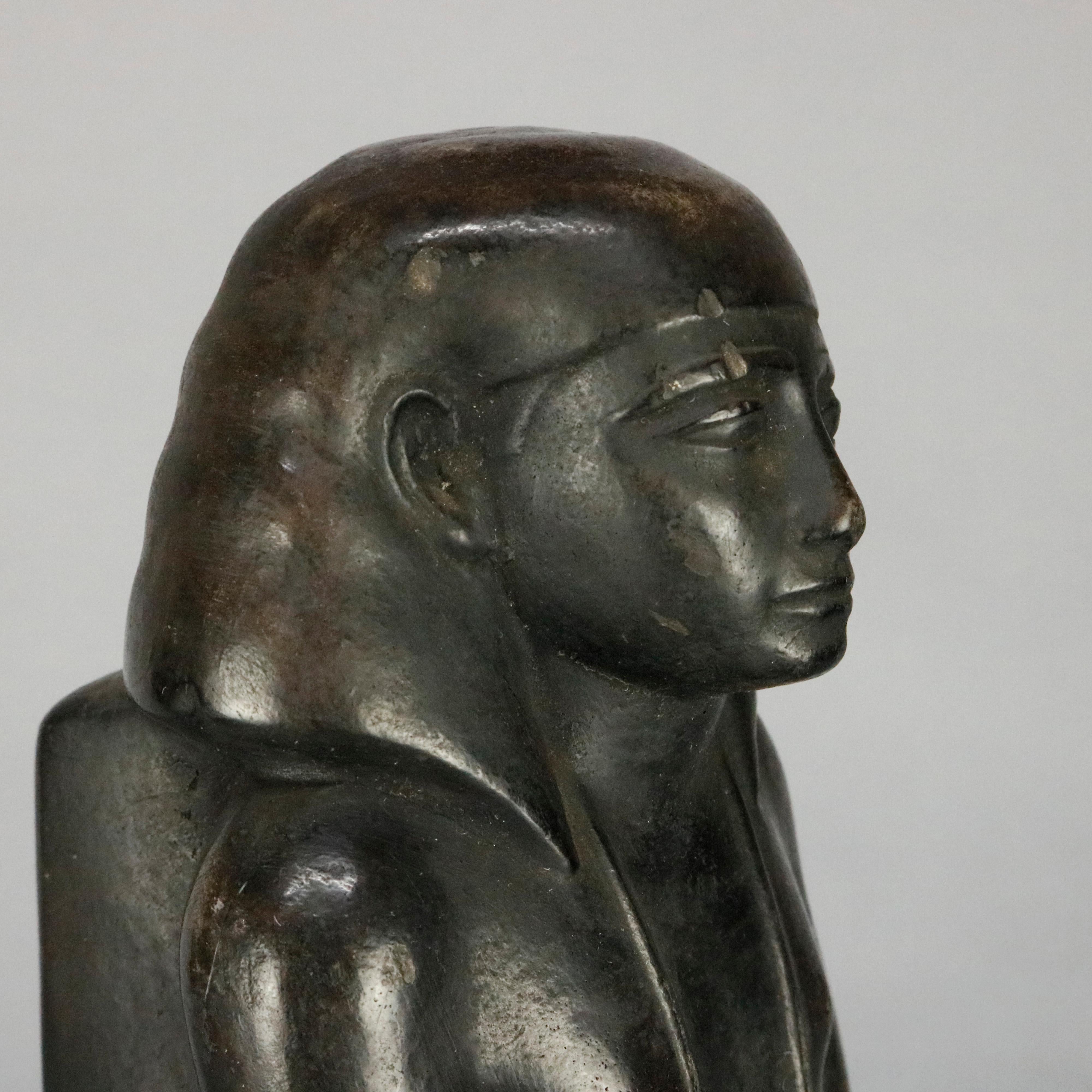Vintage Egyptian Revival Bronzed Metal Figural Sculpture of a Pharaoh ...