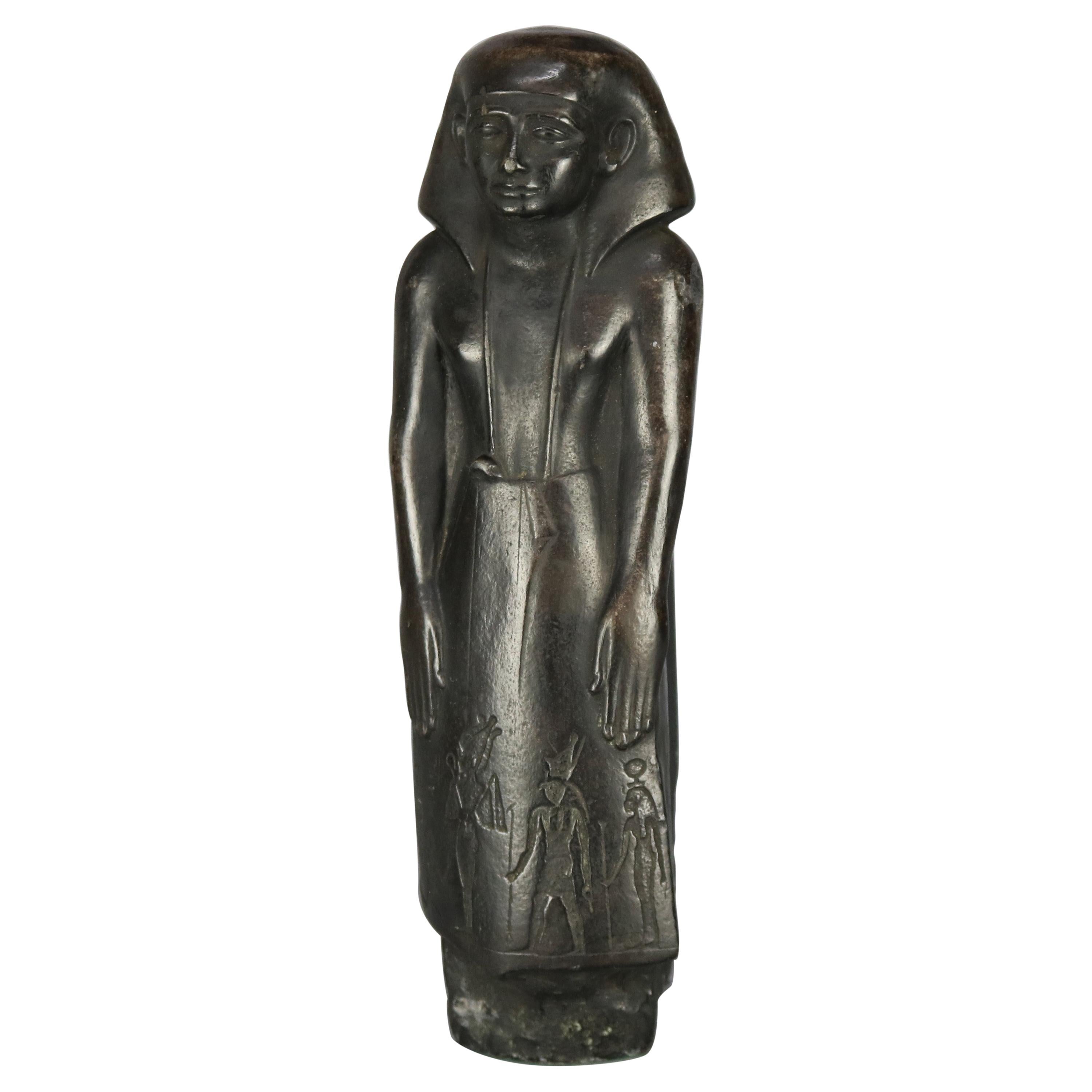 Vintage Egyptian Revival Bronzed Metal Figural Sculpture of a Pharaoh ...