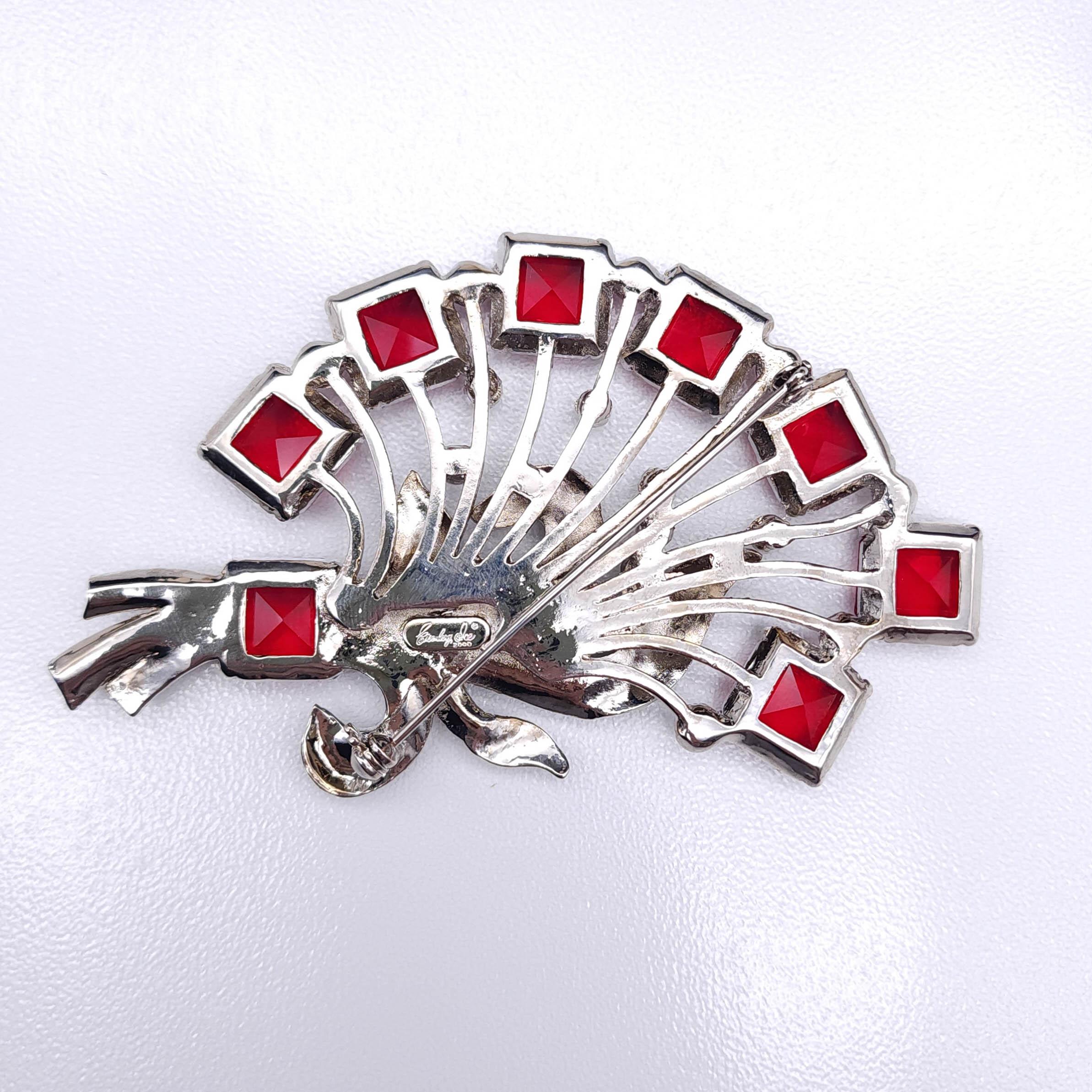 Vintage Eisenberg Ice Ruby and Clear Crystal Flower Bouquet Pin Brooch ...