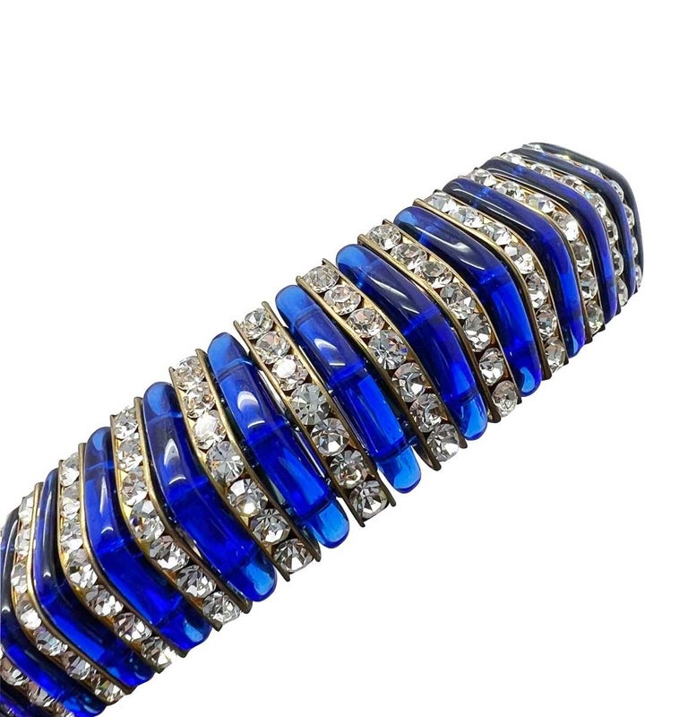 Vintage Electric Blue Poured Glass and Paste Choker 1940s For Sale at ...