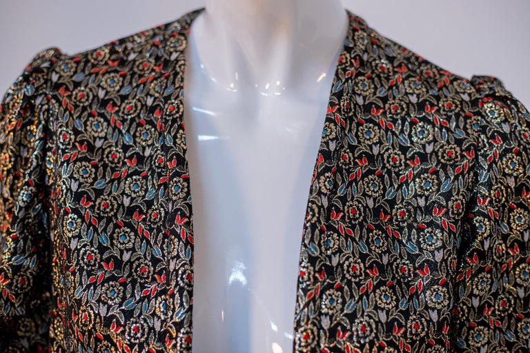 Vintage Elegant Gold Brocade Jacket with Jewel For Sale at 1stDibs