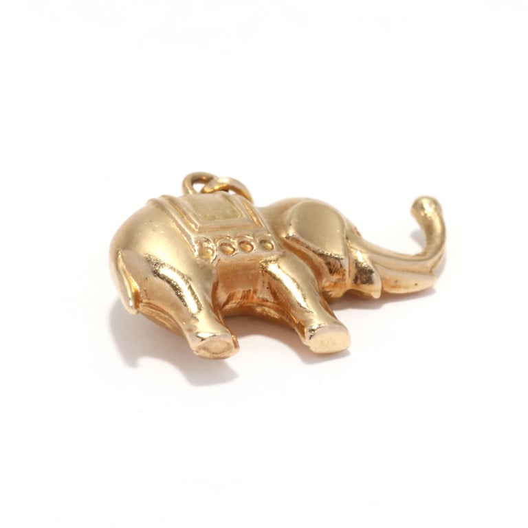 Vintage Elephant Charm, Gold Elephant Charm, 14K Gold, Circus Elephant ...