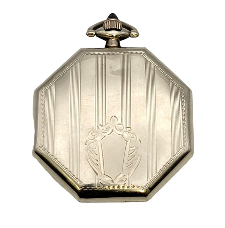Vintage Elgin 14 Karat White Gold Pocket Watch with Octagonal Case ...