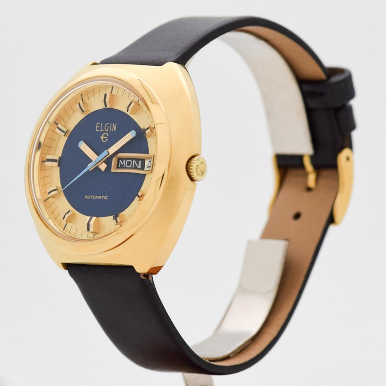 Vintage Elgin Automatic Day-Date Base Metal and Stainless Steel Watch ...
