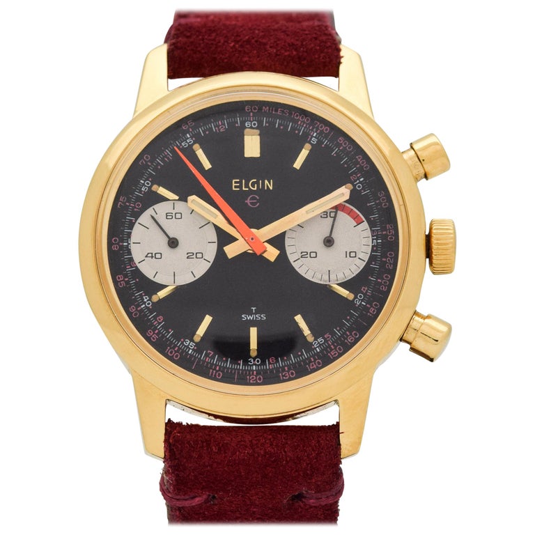 Vintage Elgin Chronograph Yellow Gold-Plated and Base Metal Watch ...