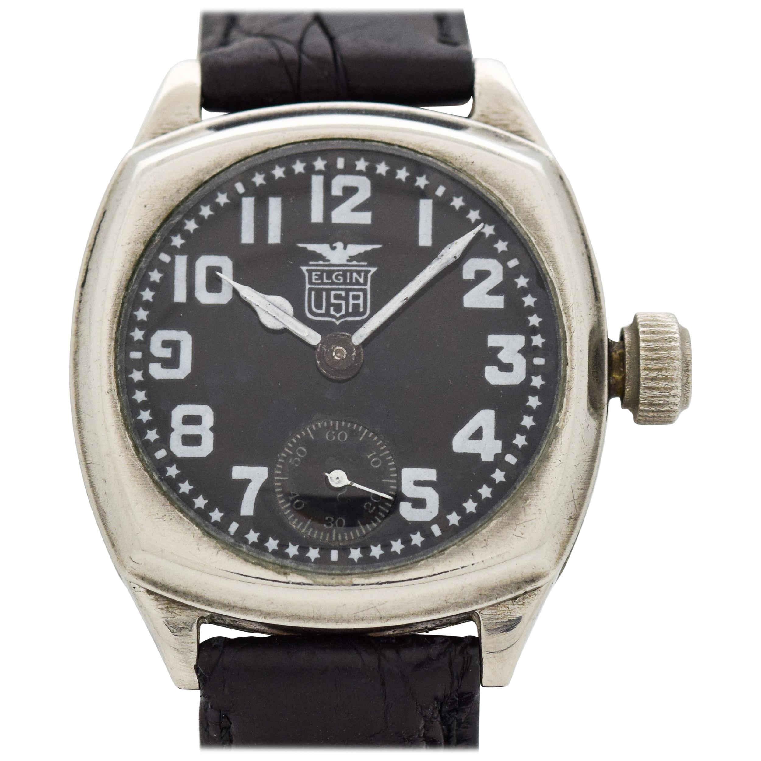 Vintage Elgin WWI Era Military Endurance Base Metal Watch, 1918 at 1stDibs