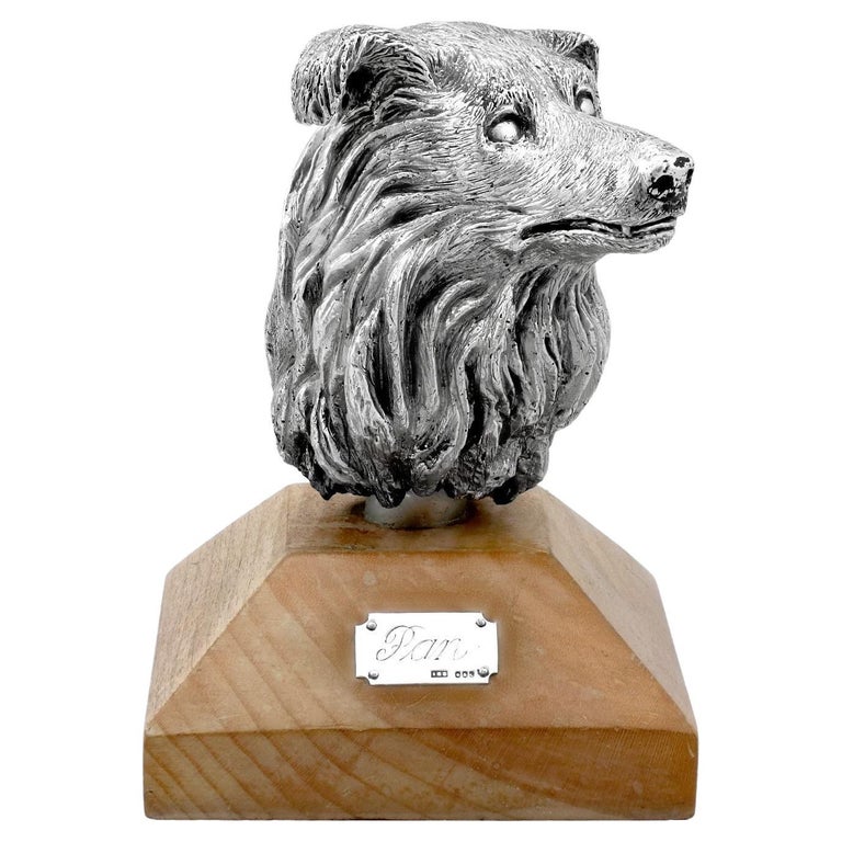 Vintage Scottish Sterling Silver Dog Paperweight For Sale at 1stDibs