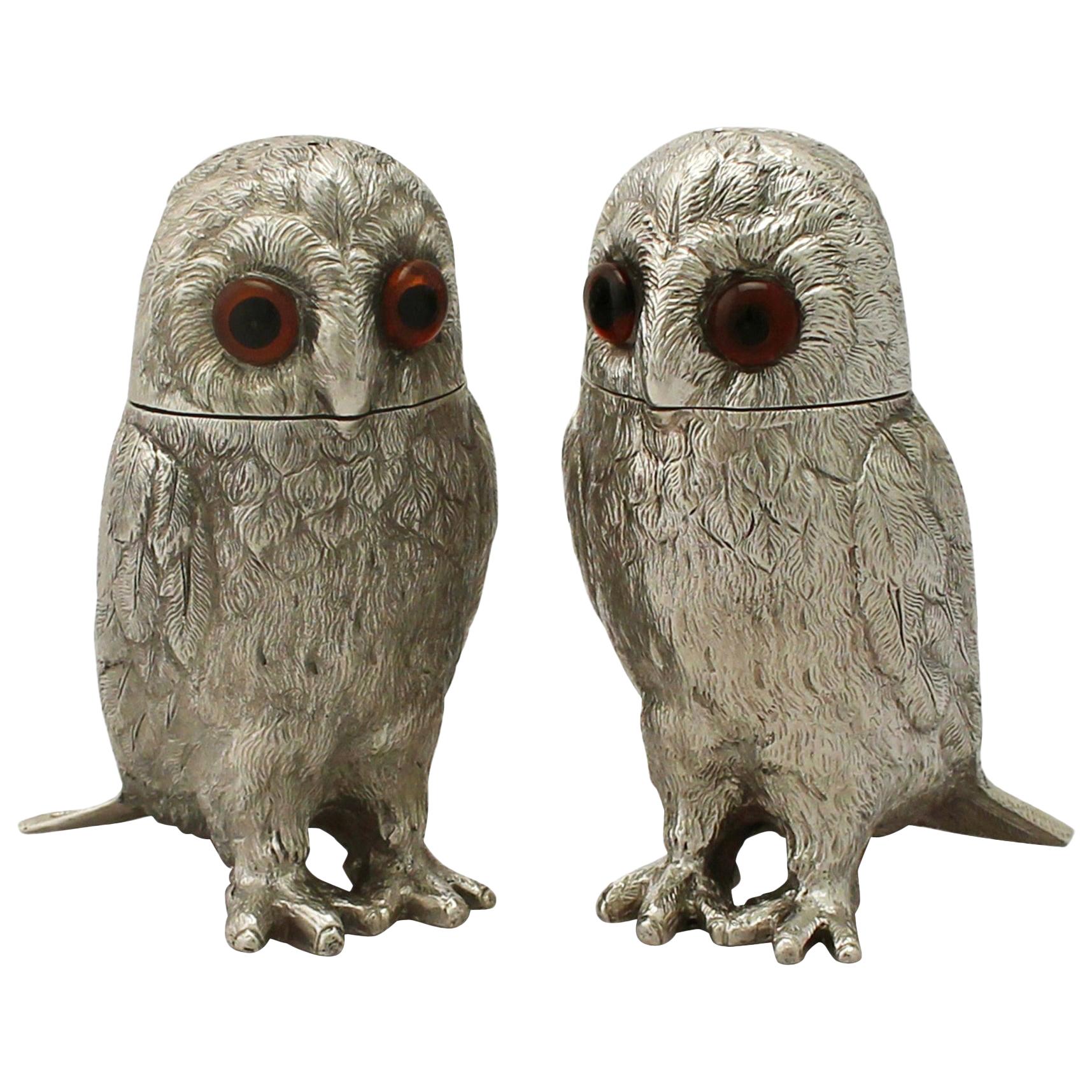 Highly Detailed Sterling Silver Owl at 1stDibs