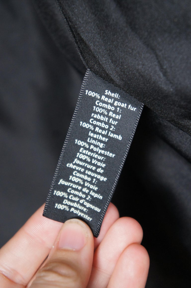 Vintage Elizabeth and James Black Goat Rabbit Fur Lamb Leather Jacket ...